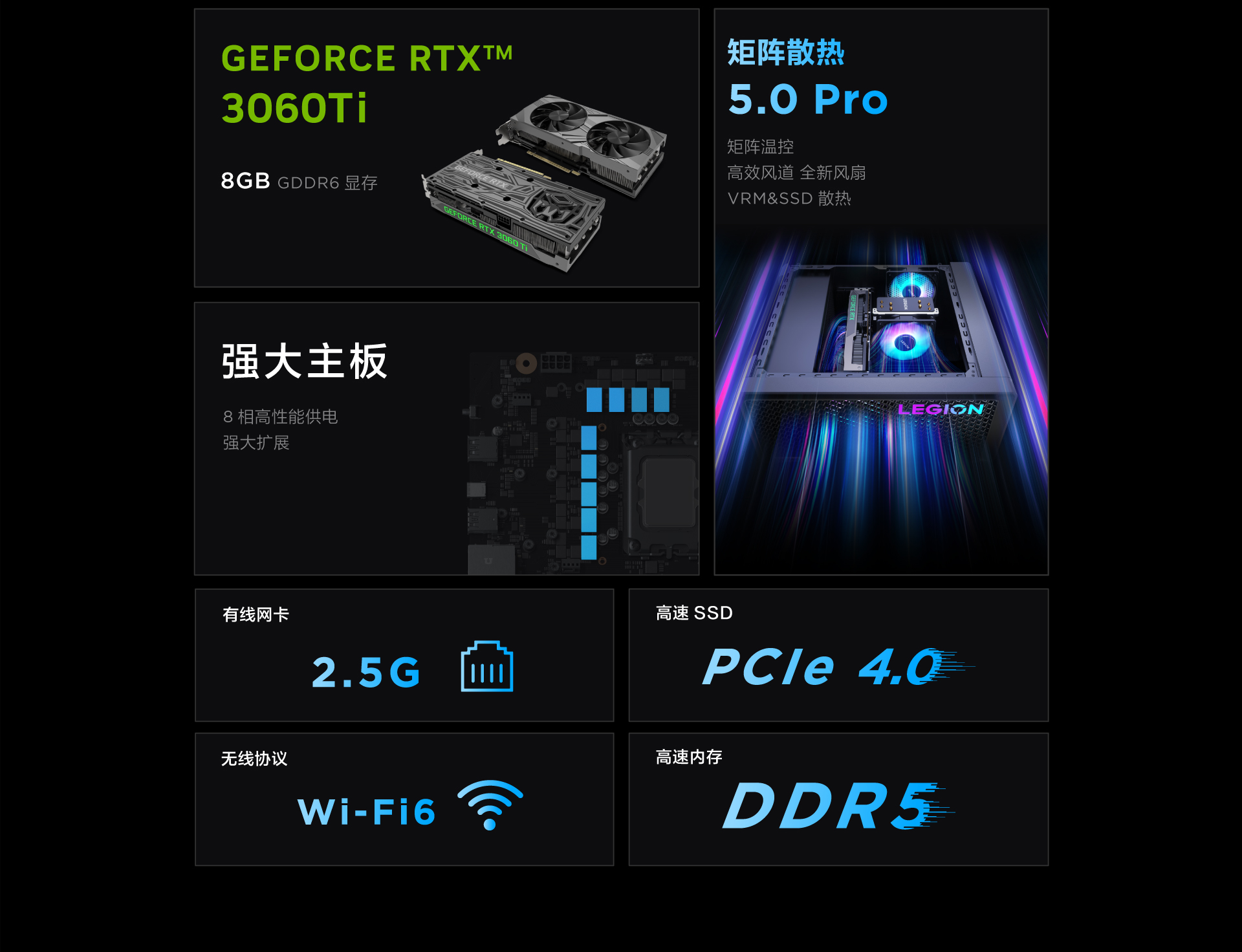 拯救者 刃7000K 2023 13代英特尔酷睿i7 分体台式机 黑色