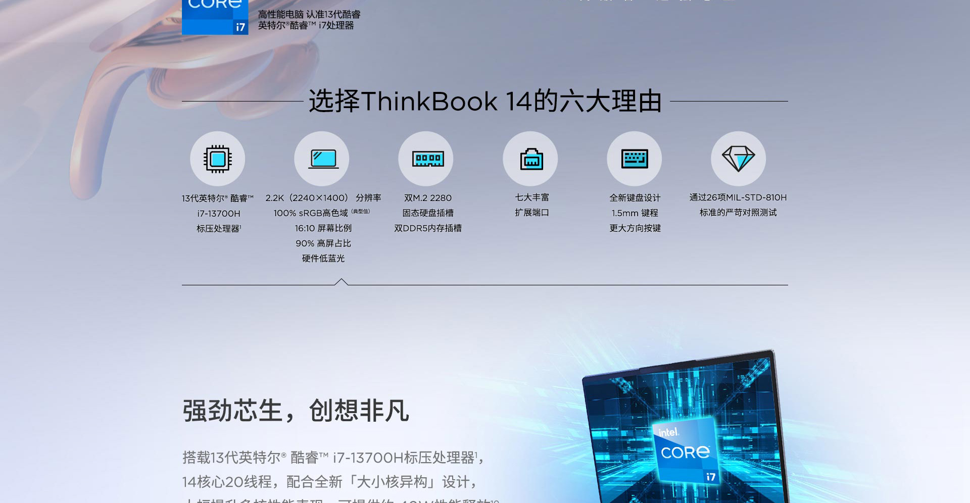 ThinkBook 14 2023 英特尔酷睿i7 锐智系创造本 6MCD_多少钱_参数_图片_价格_用户评价_联想商城